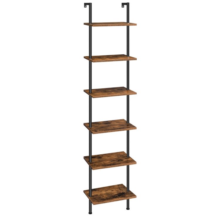 Wholesale DIY Ladder Shelf, 6-Tier Wooden Wall Mounted Bookshelf ...